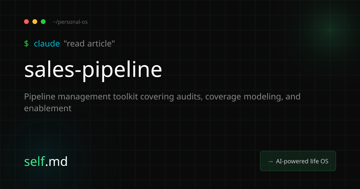 sales-pipeline — AI Skill for Hermes, Claude Code, Codex | self.md